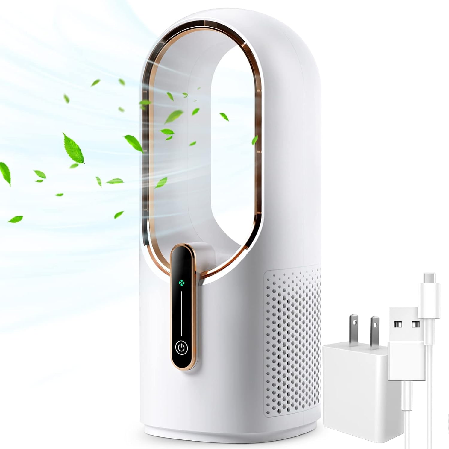 Bladeless Office Desk Fan Small, Quiet, 3 Speed Adjustment, Touch Cont ...